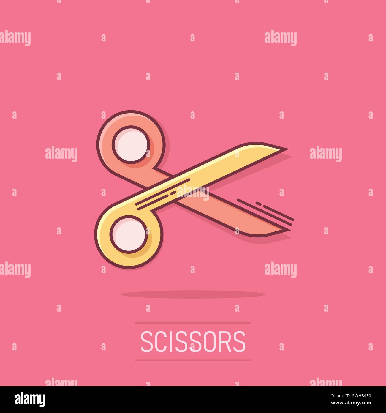 Scissor icon in comic style. Cut equipment cartoon vector illustration ...