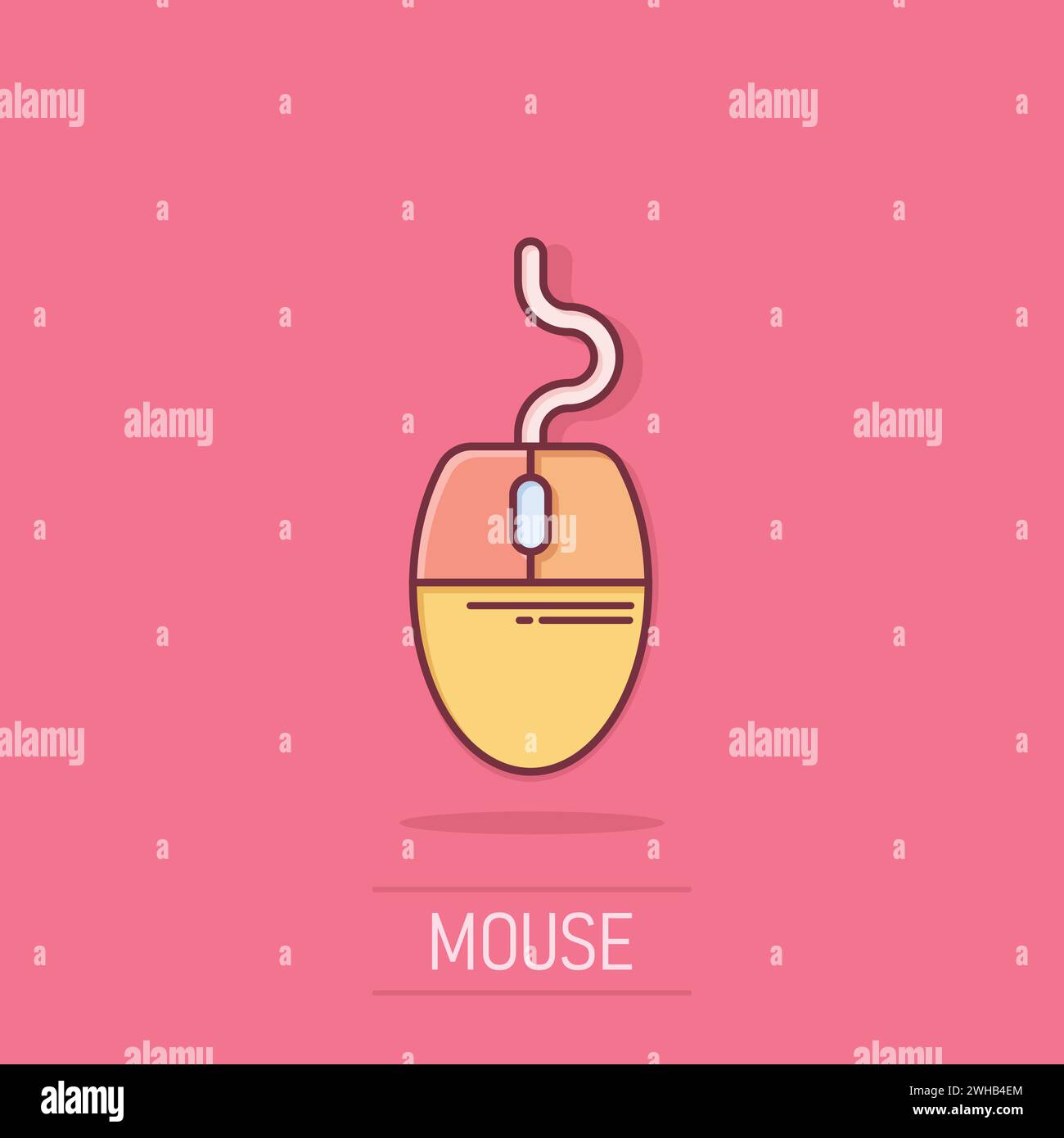 Computer mouse icon in comic style. Cursor cartoon vector illustration ...