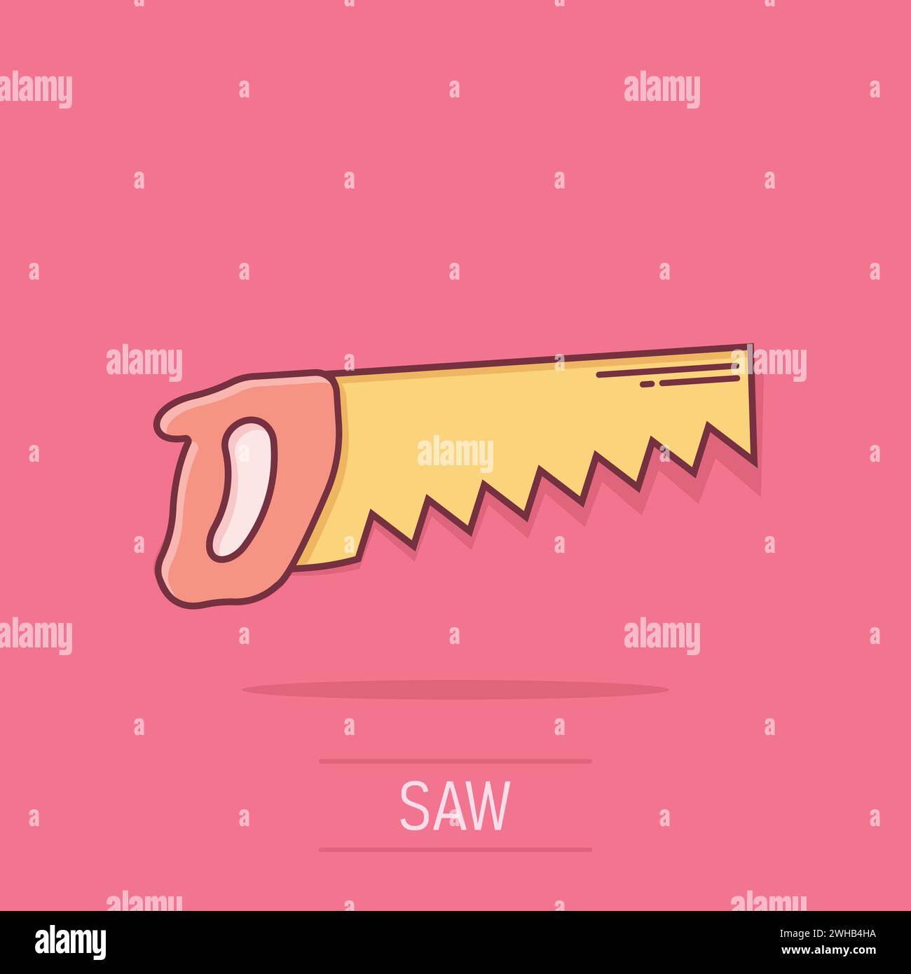 Saw blade icon in comic style. Working tools cartoon vector ...