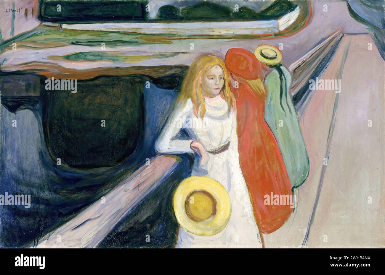 Edvard Munch (1863-1944) - Norwegian - Expressionism - girls on the bridge [1901/1 Stock Photo ...
