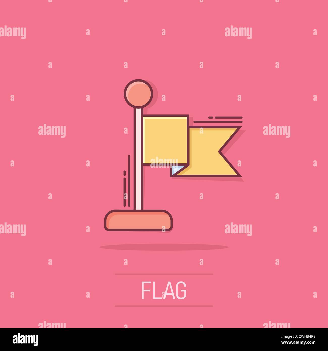 Flag icon in comic style. Pin cartoon vector illustration on isolated ...