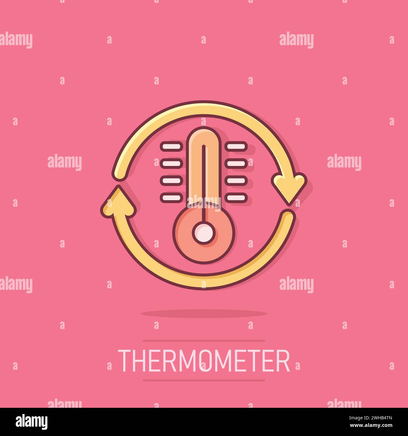 Thermometer climate control icon in comic style. Meteorology balance ...