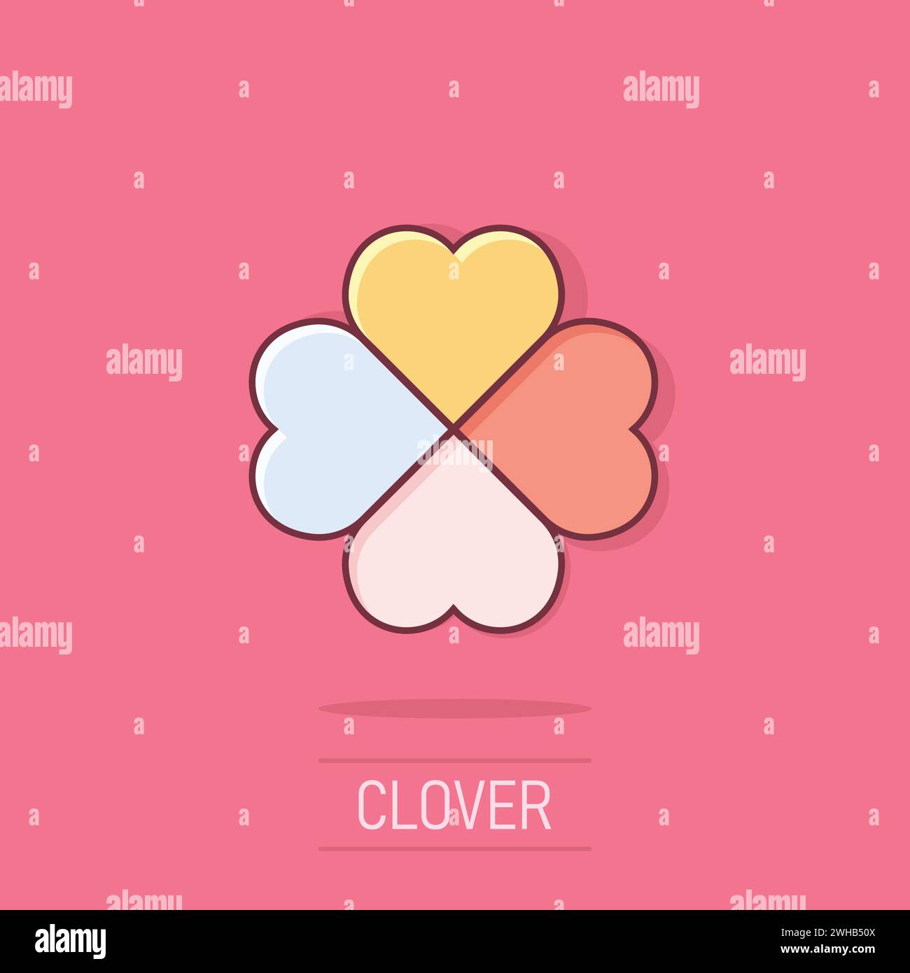 Four leaf clover icon in comic style. St Patricks Day cartoon vector ...