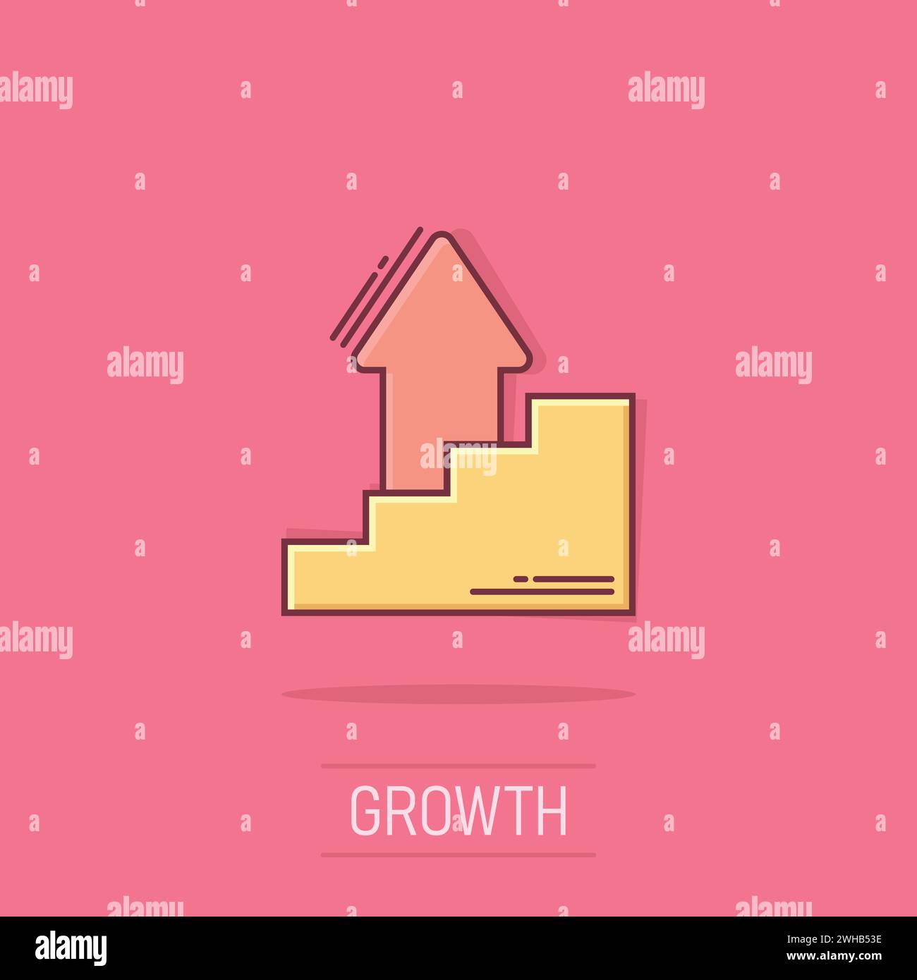 Chart graph icon in comic style. Arrow grow cartoon vector illustration ...