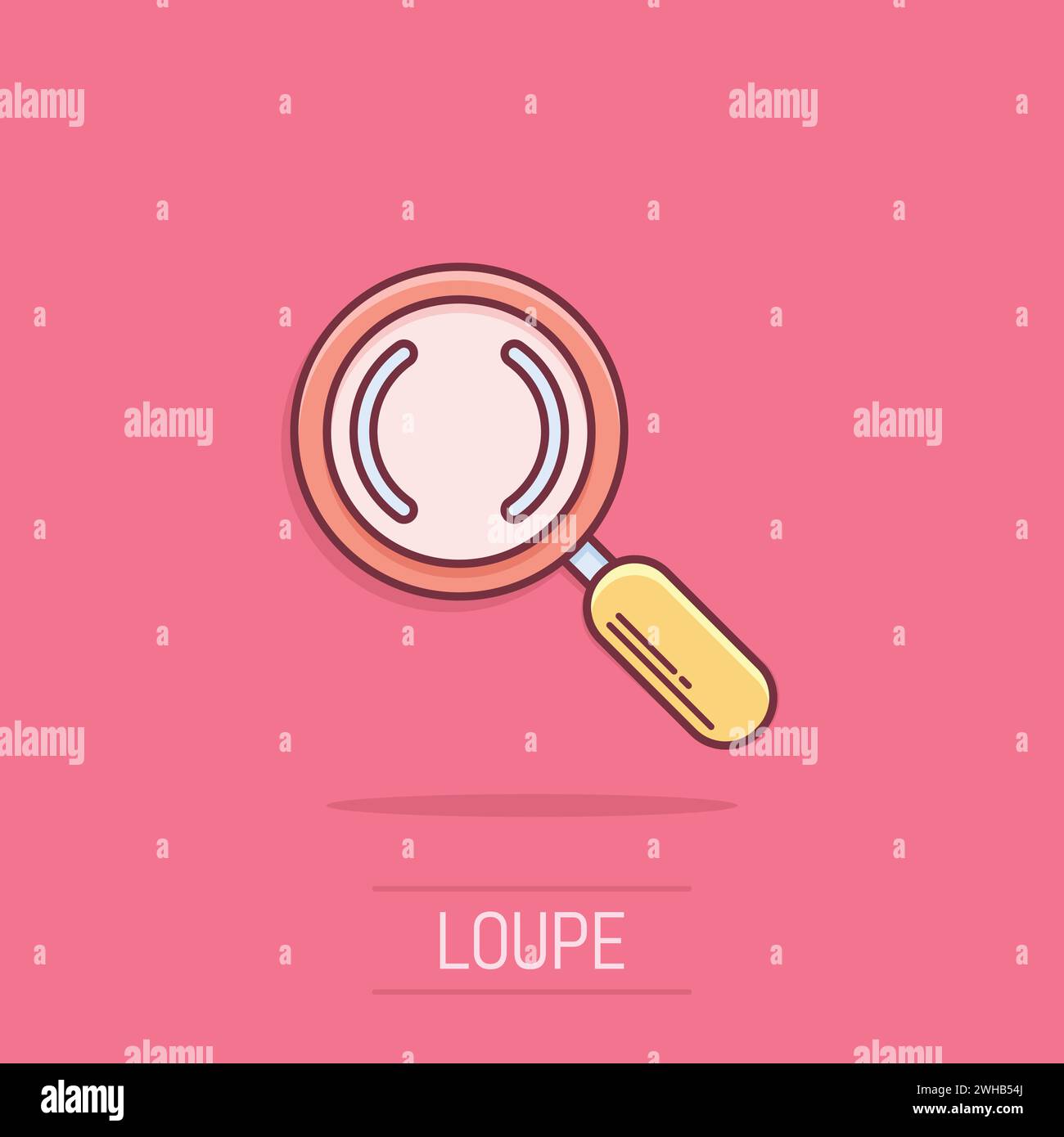 Loupe sign icon in comic style. Magnifier cartoon vector illustration ...