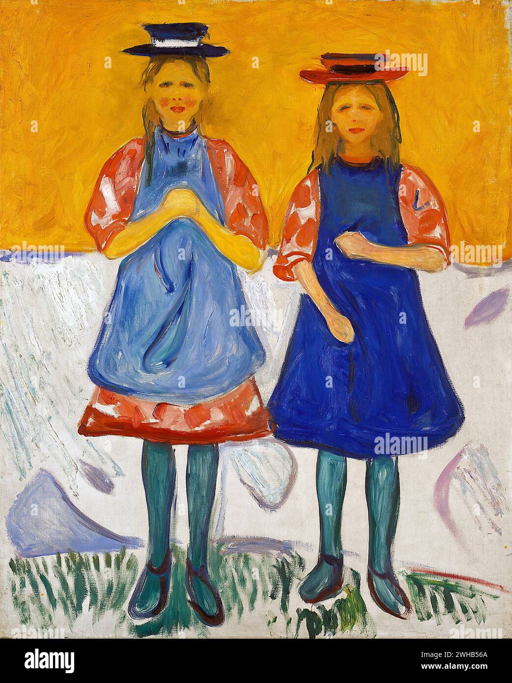 Edvard Munch (1863-1944) - Norwegian - Expressionism - two little girls ...