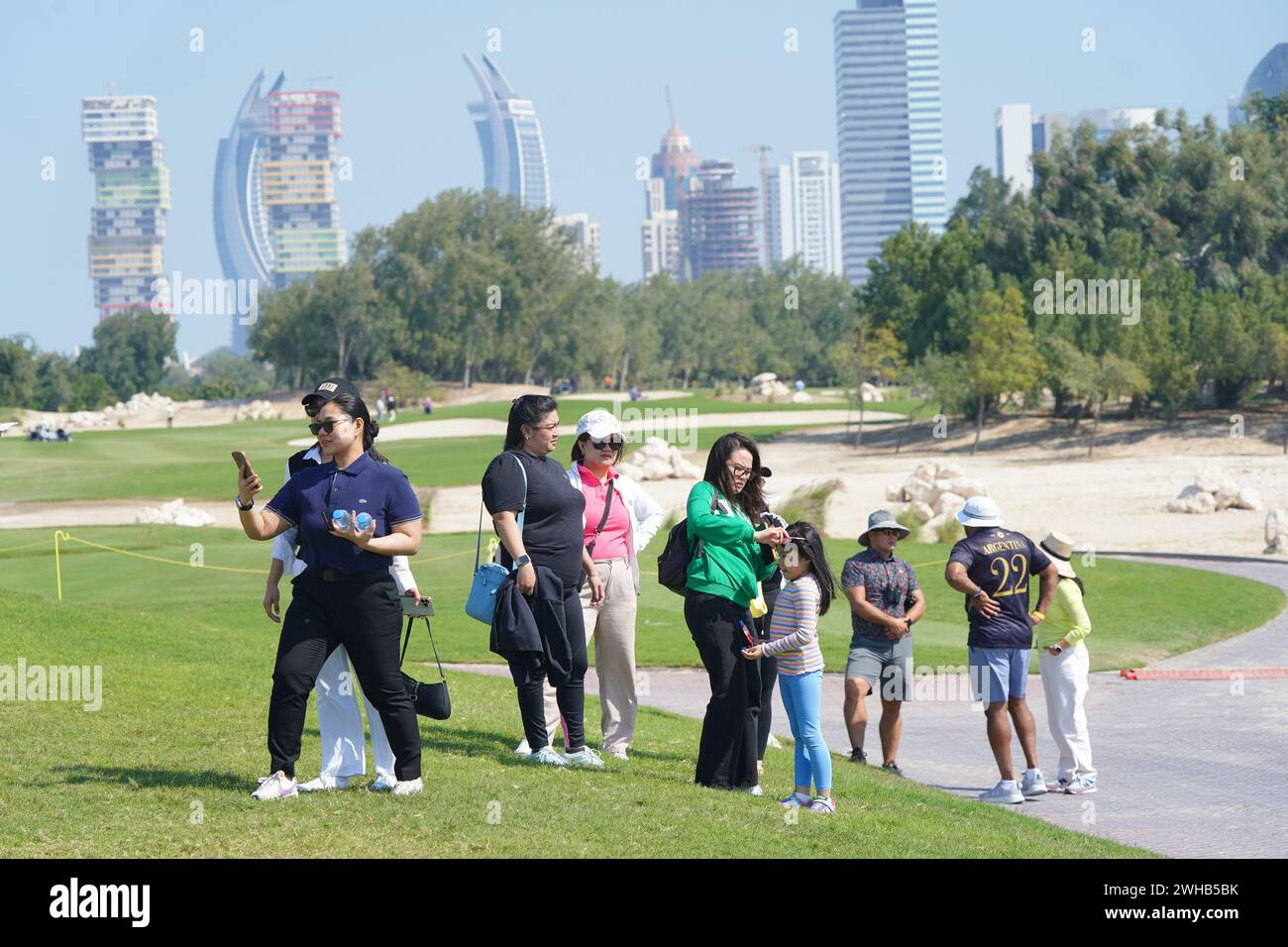 Friday February 9, 2024 Holiday crowd watching action at Doha Golf Club ...