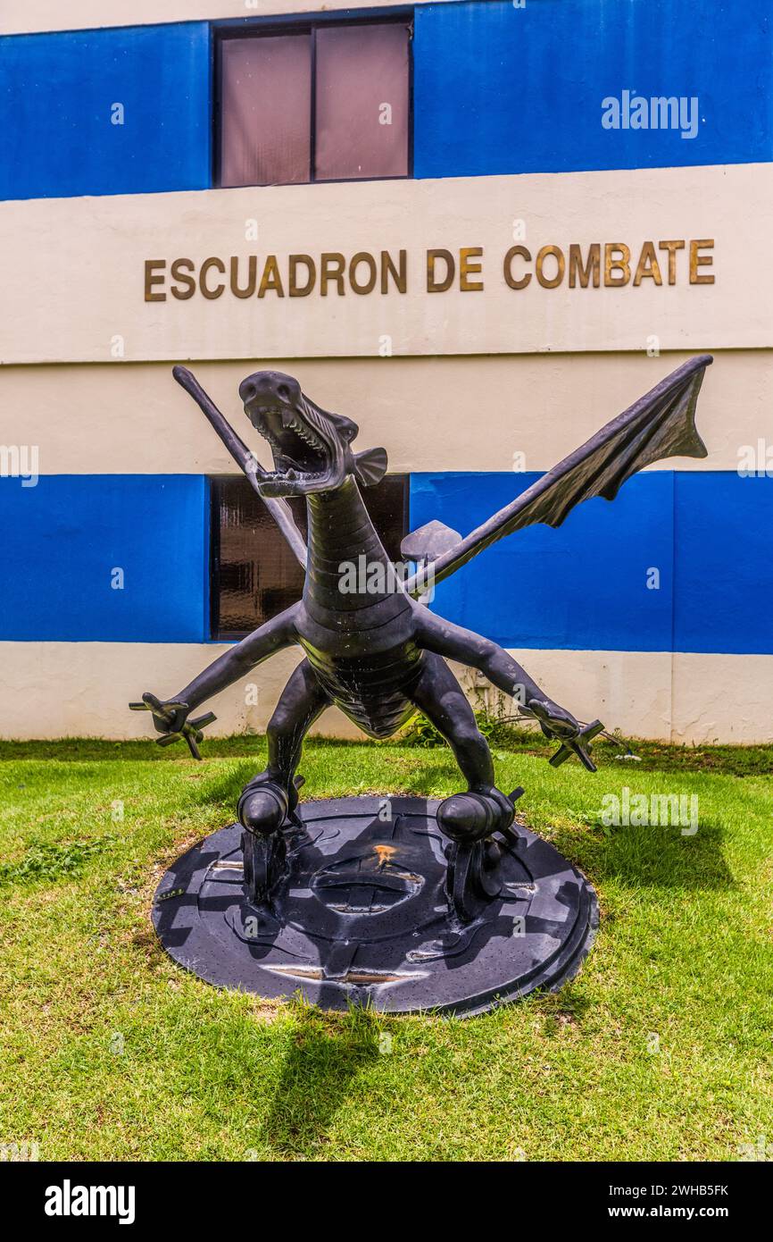 A dragon statue carrying rockets and bombs, the mascot of the combat ...