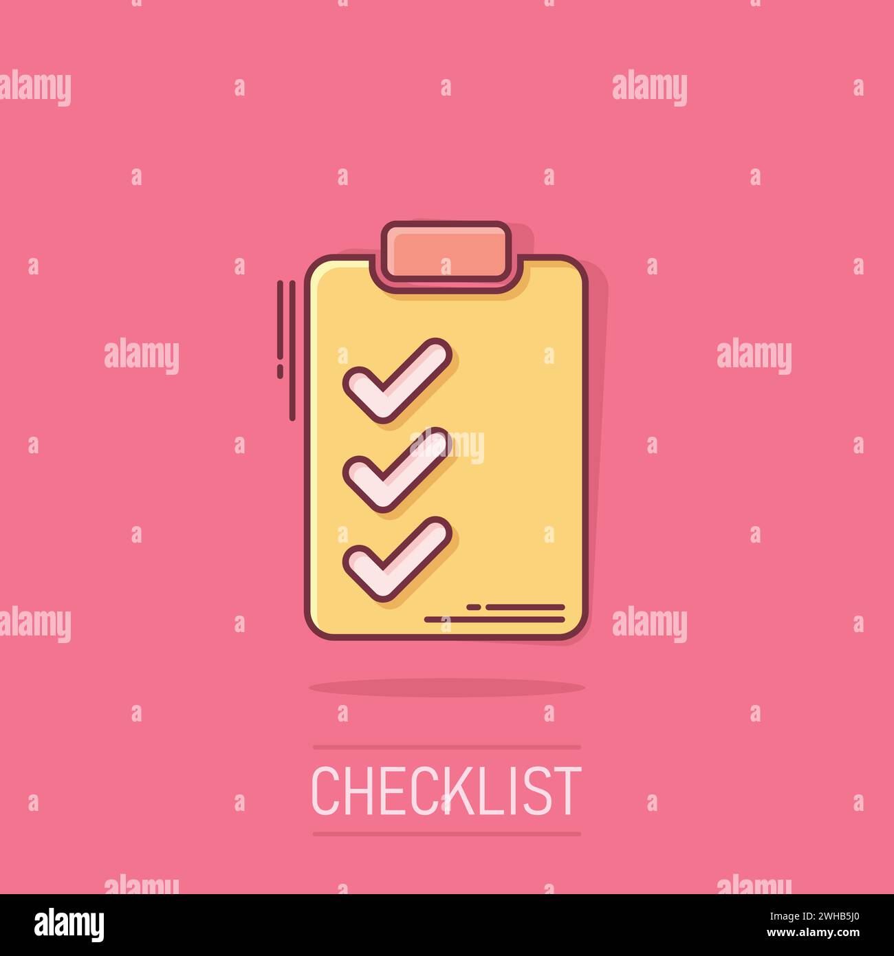 Document checklist icon in comic style. Report cartoon vector ...