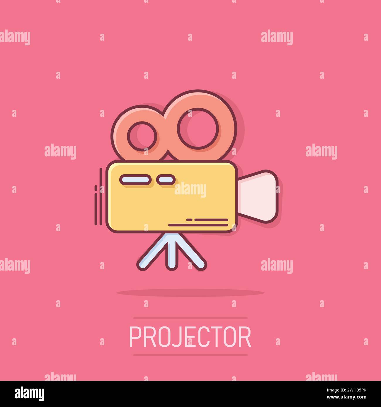 Projector icon in comic style. Cinema camera cartoon vector ...