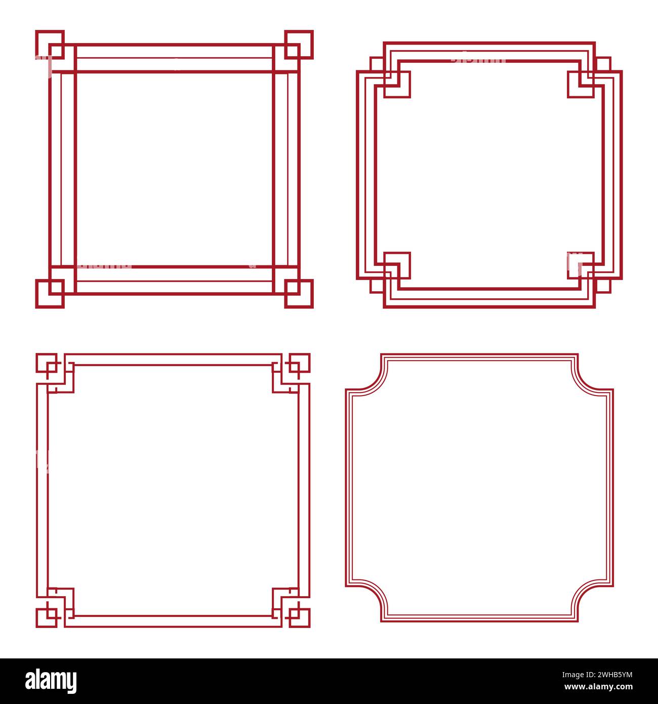 Chinese traditional frames set, line border with knot corners ornament ...