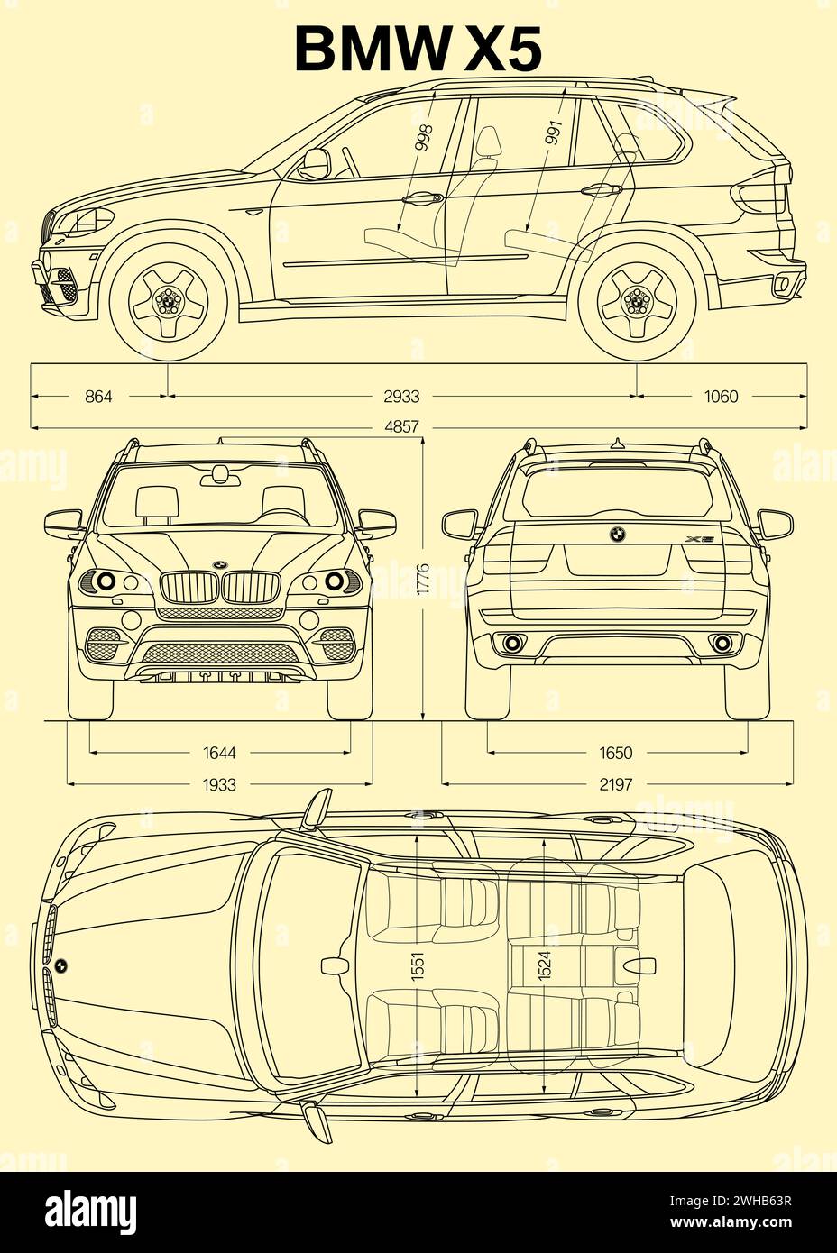 2011 BMW X5 car blueprint Stock Vector Image & Art - Alamy