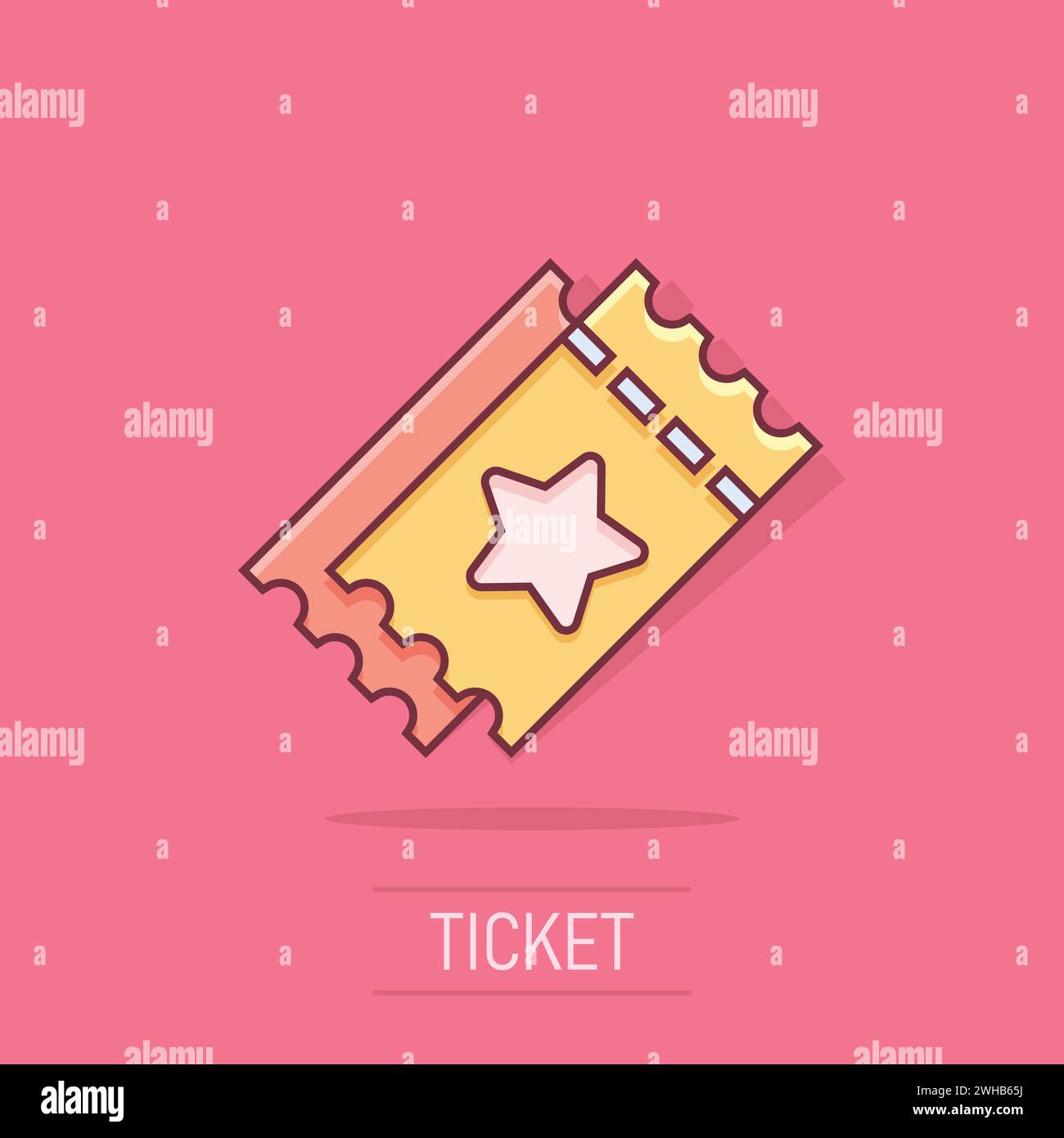 Cinema ticket icon in comic style. Admit one coupon entrance cartoon ...