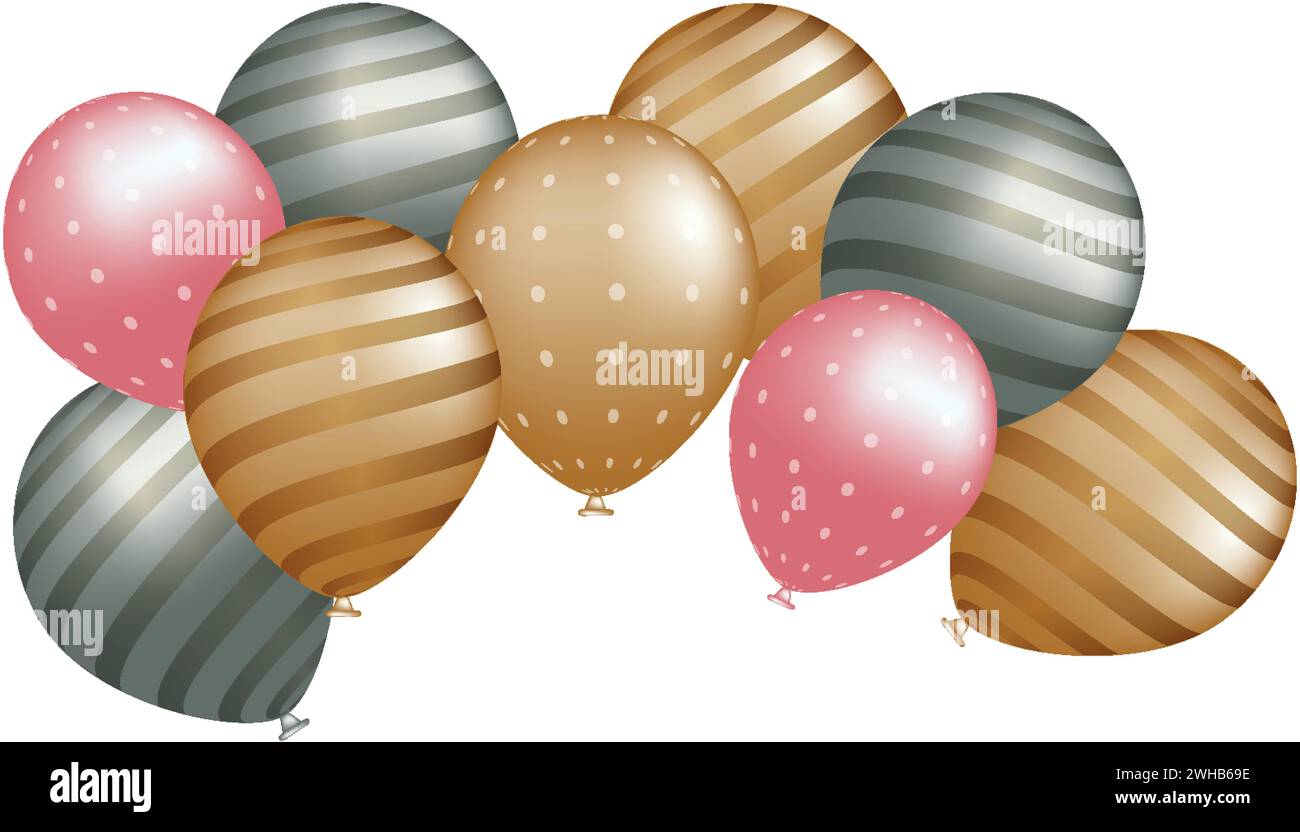 Grand opening design with ribbon, balloons and gold scissors, confetti ...