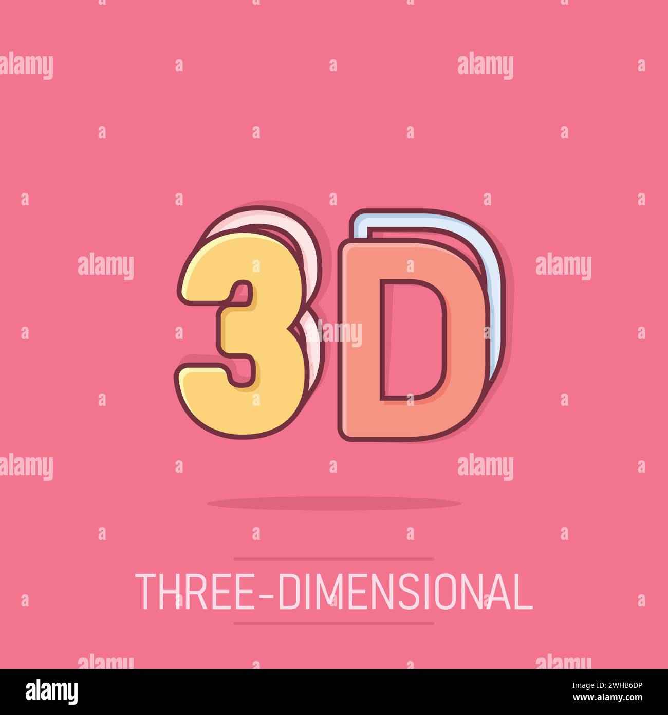 3d text icon in comic style. Word cartoon vector illustration on ...