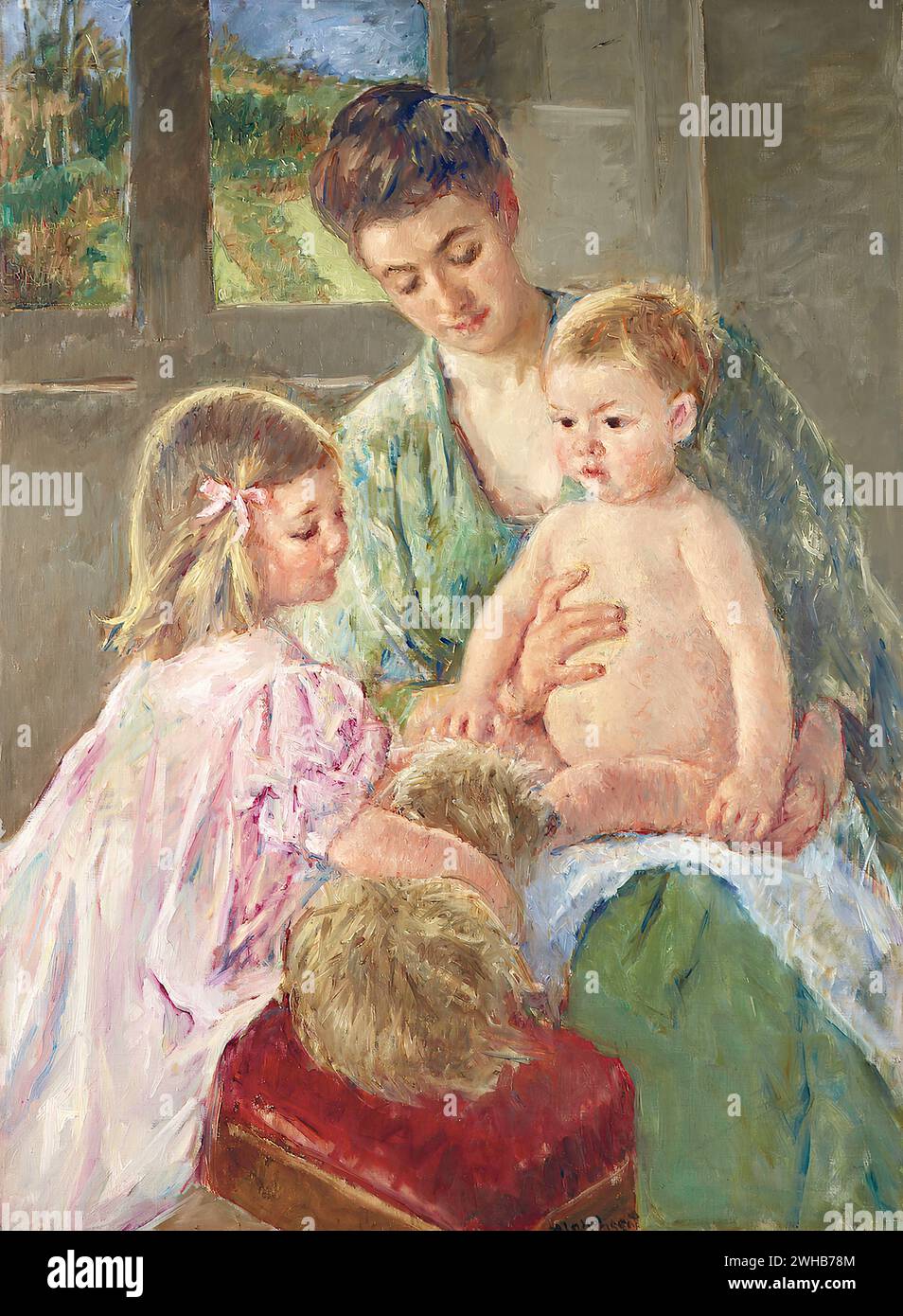 Mary Cassatt - Enfants jouant avec un chien Stock Photo - Alamy