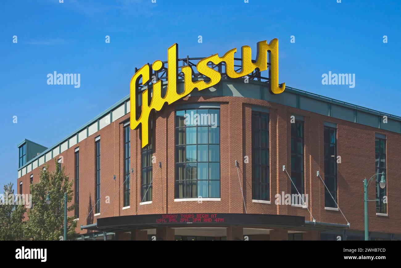 gibson guitar factory sign memphis tennessee Stock Photo - Alamy