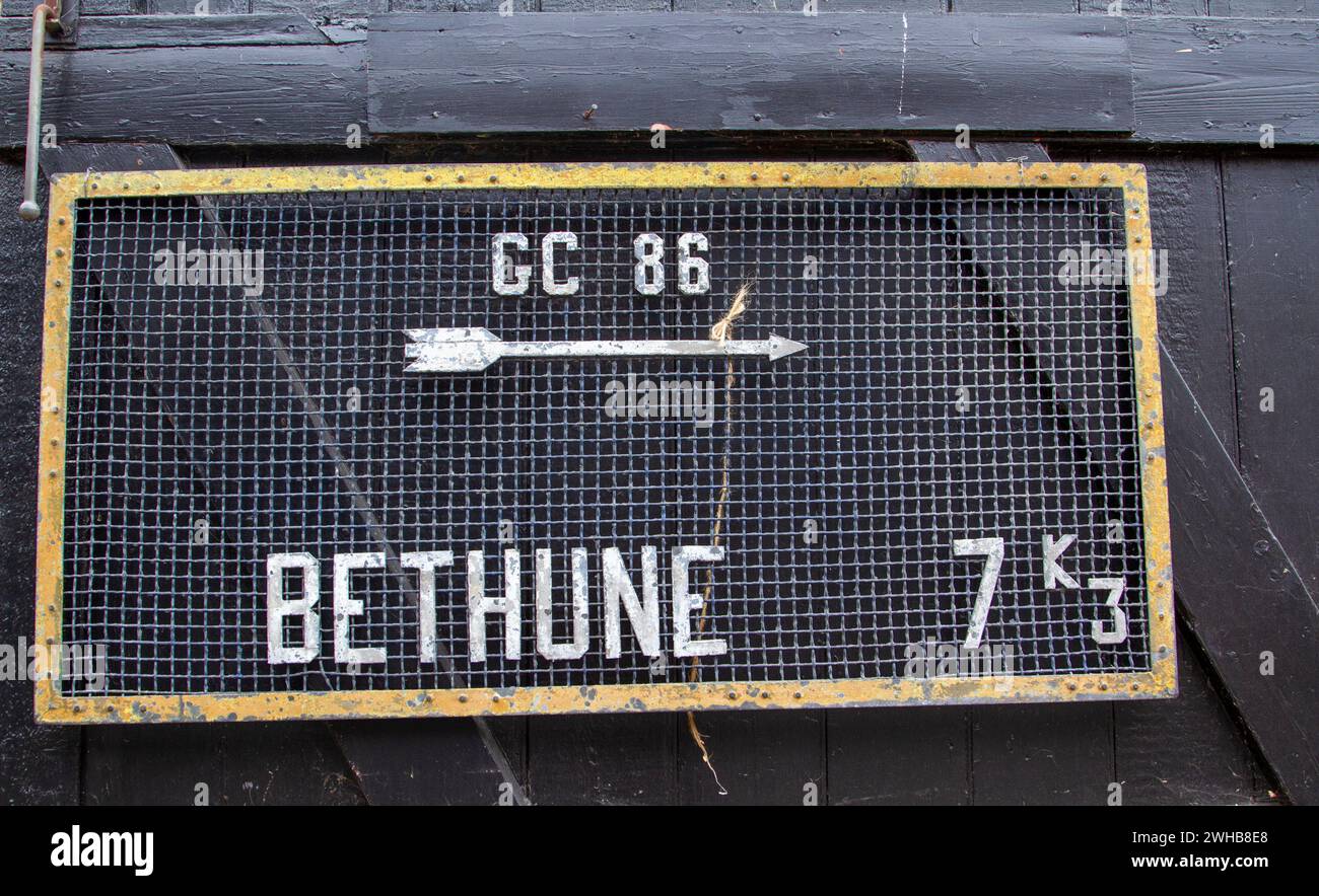 Vintage French road sign for place in Northern France Pas-de-Calais sub ...