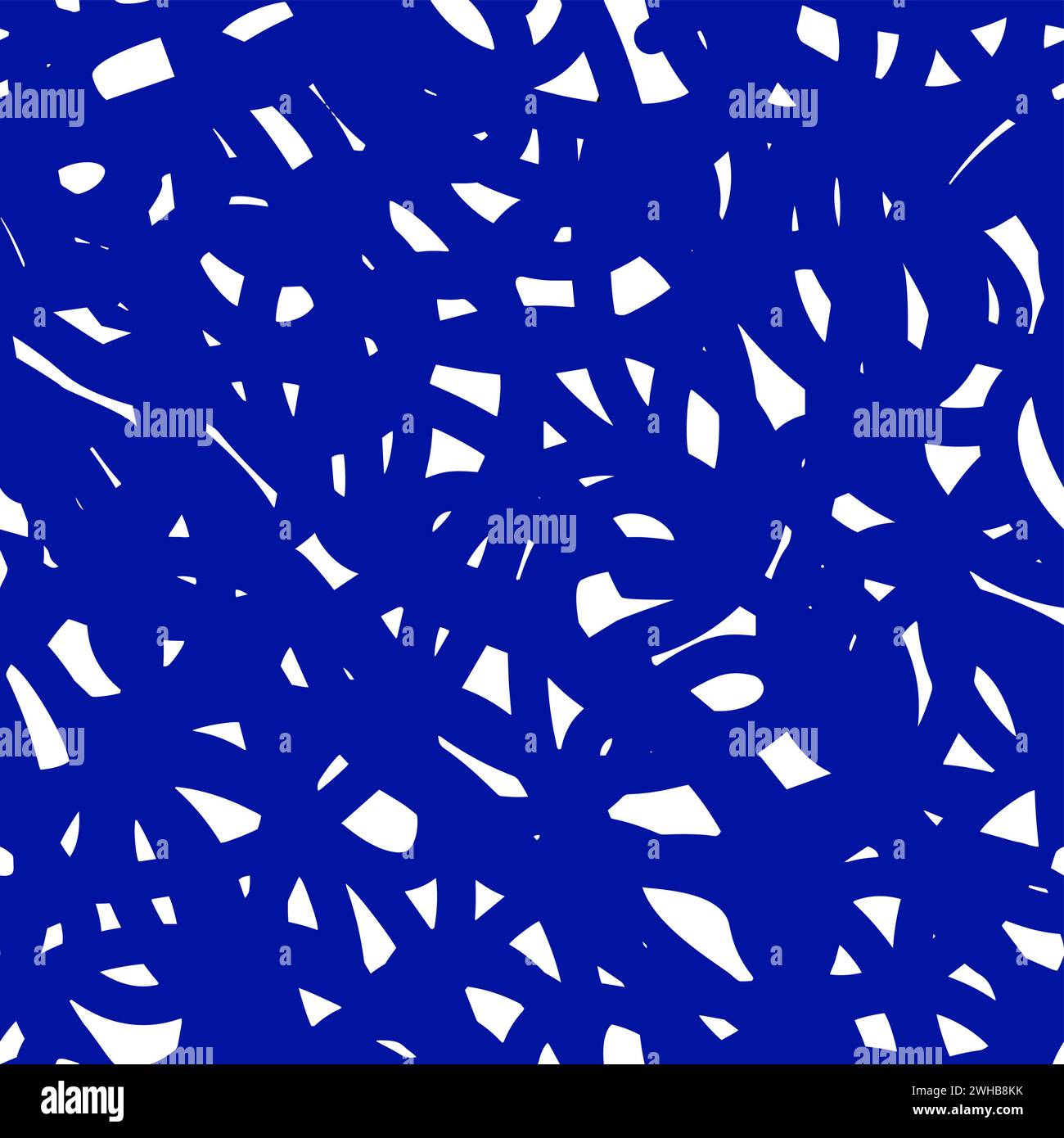 Bold Curly Lines pattern in Blue and White colors. Abstract Squiggle ...