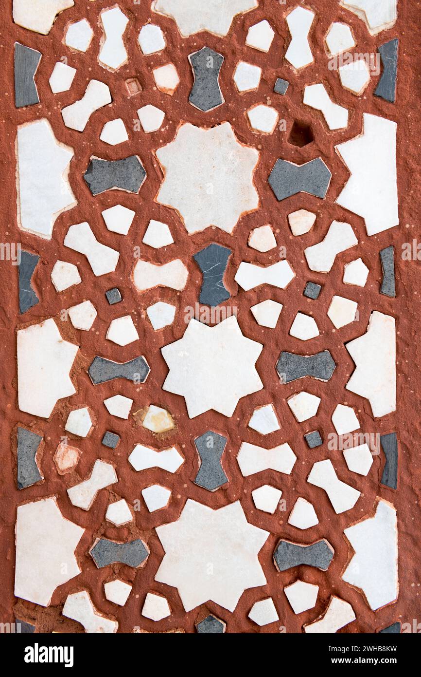Marble inlaid in red sandstone at the Jama Masjid Mosque, Fatehpur ...