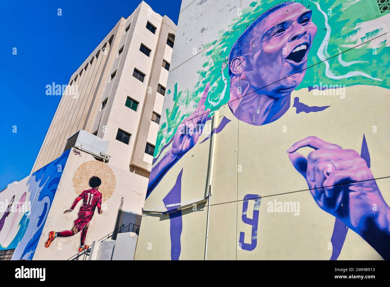 Doha, Qatar. 9 February, 2024. The murals of Brazilian football star ...
