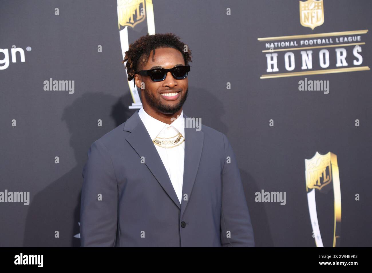 Denzel Ward arrives on the red carpet at the NFL Honors event leading ...