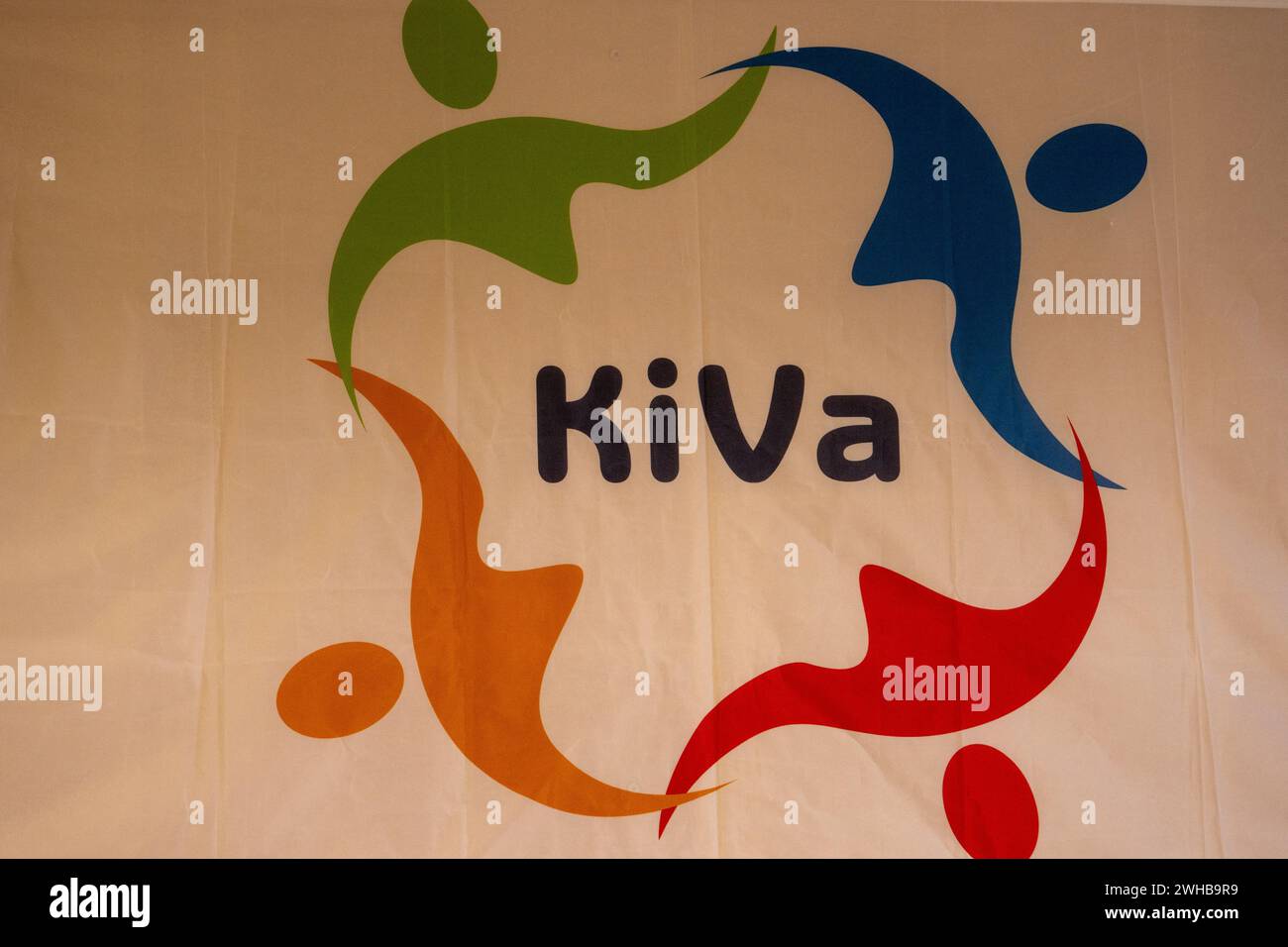 Illustration picture shows the KiVa logo during a royal visit to Salto ...