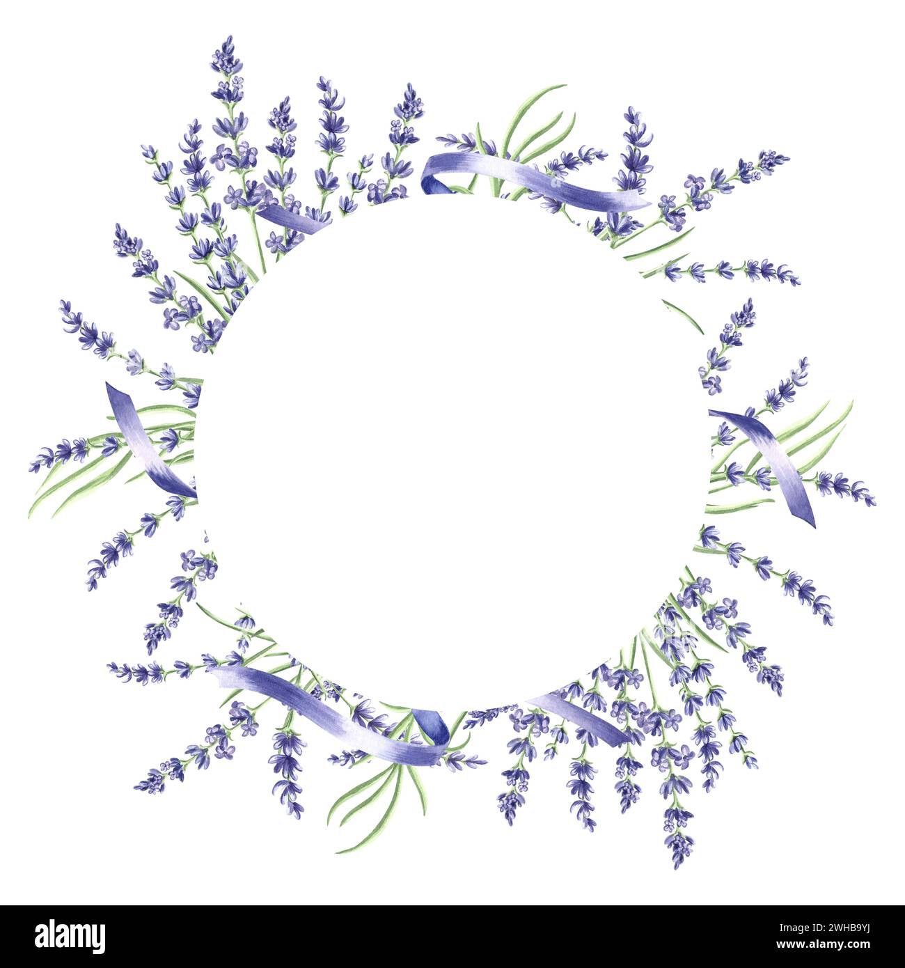 Watercolor round floral frame Cut Out Stock Images & Pictures - Alamy