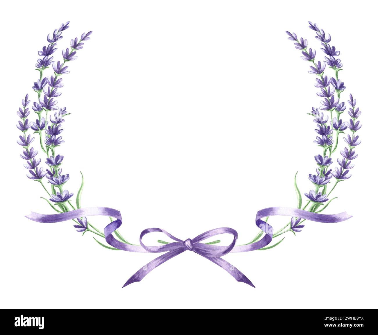 Lavender wreath watercolor hand drawn hi-res stock photography and ...
