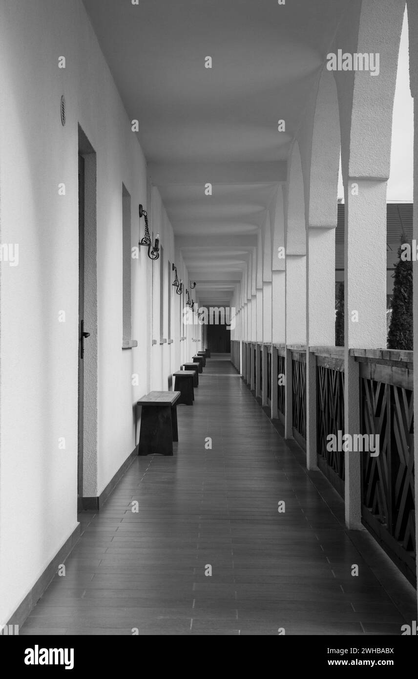 Long Hallway With Doors