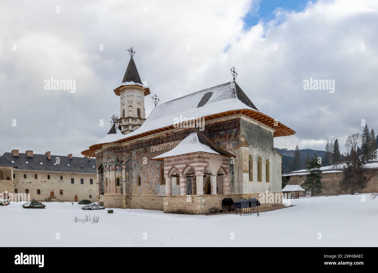 The beautiful Sucevita Monastery from Suceava county in Romania on a ...