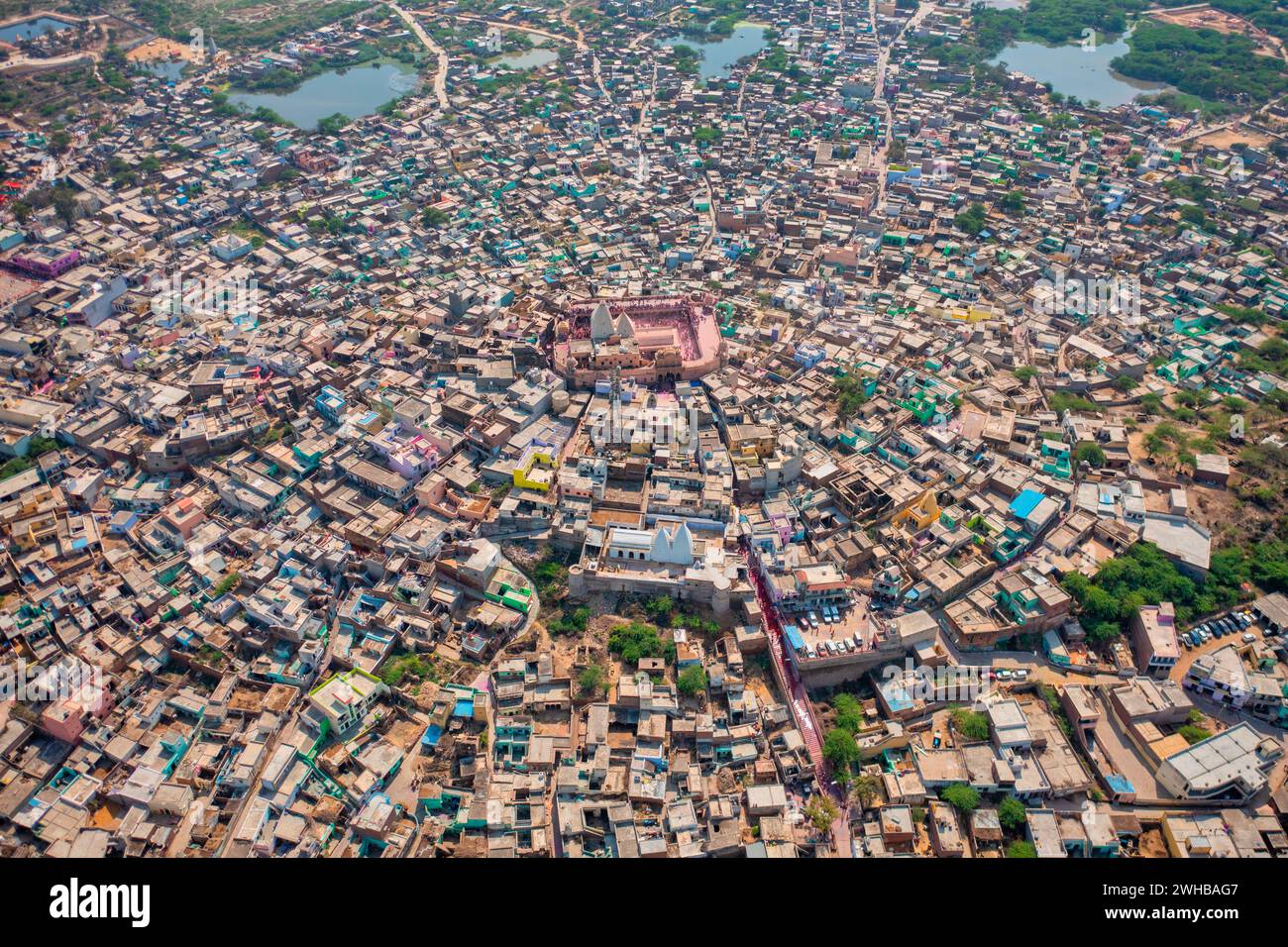 Aerial view of people celebrating the holy colour festival near the ...