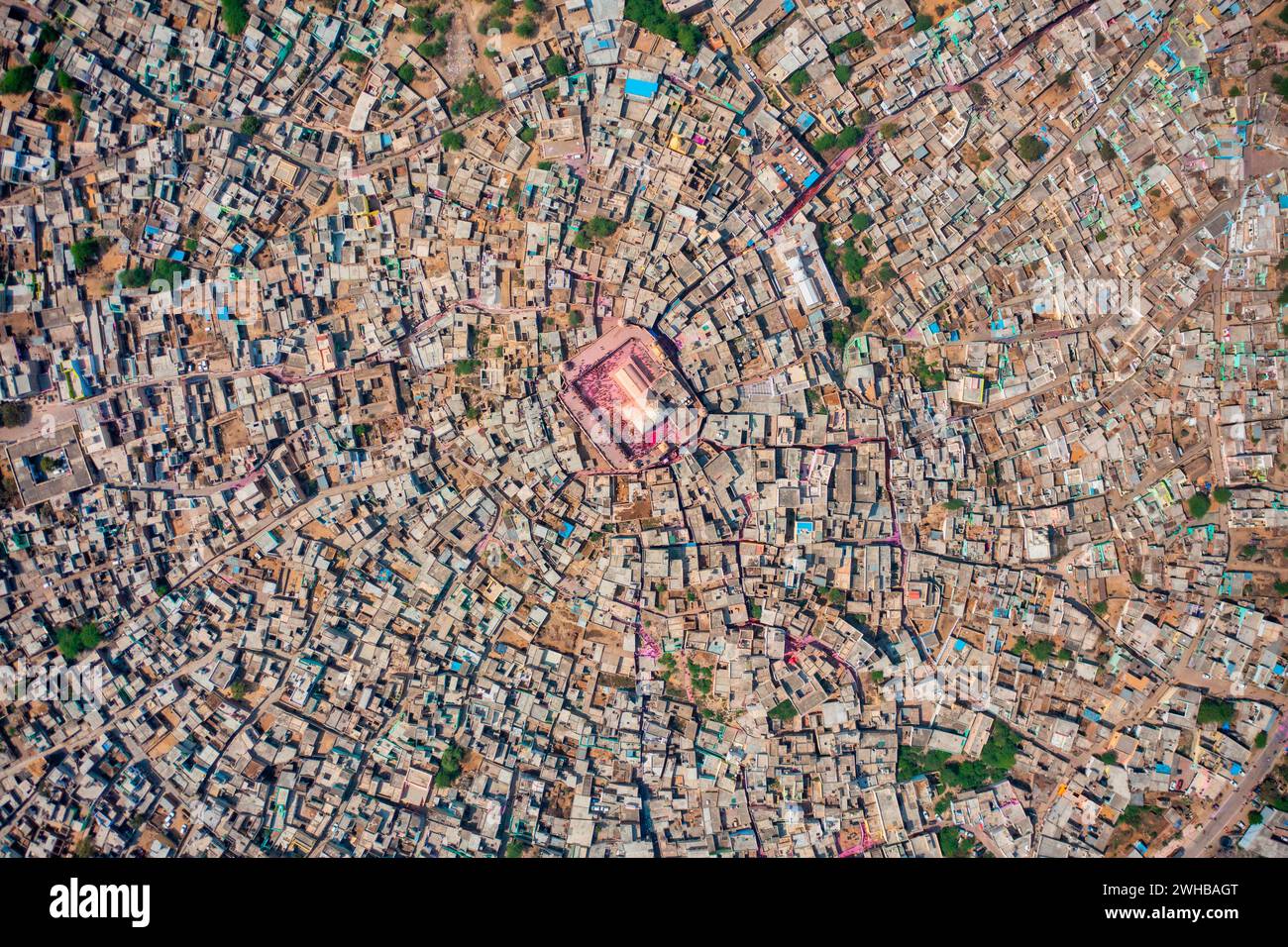 Aerial view of people celebrating the holy colour festival near the ...