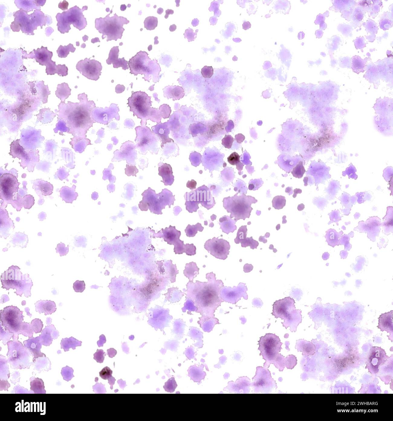 Abstract seamless pattern of watercolor violet ink splashes, drops ...
