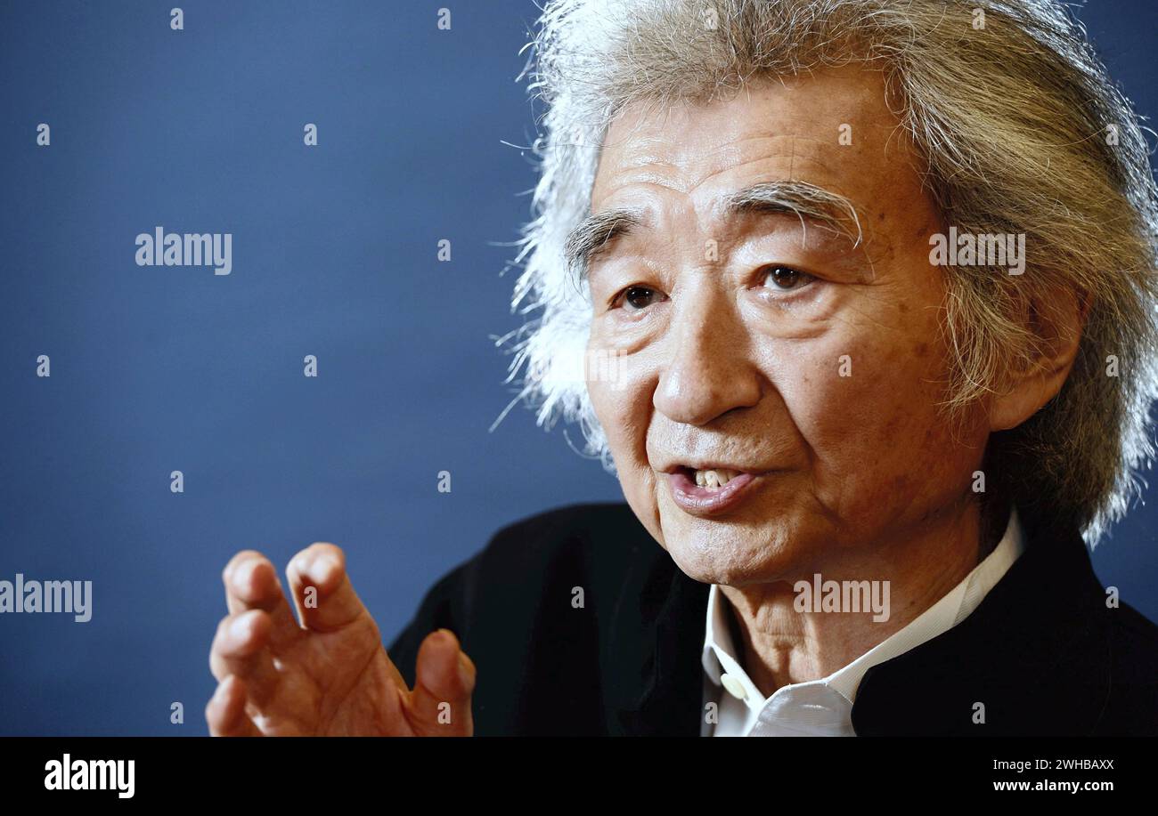 A file photo shows Japanese conductor Sieji Ozawa attending an ...