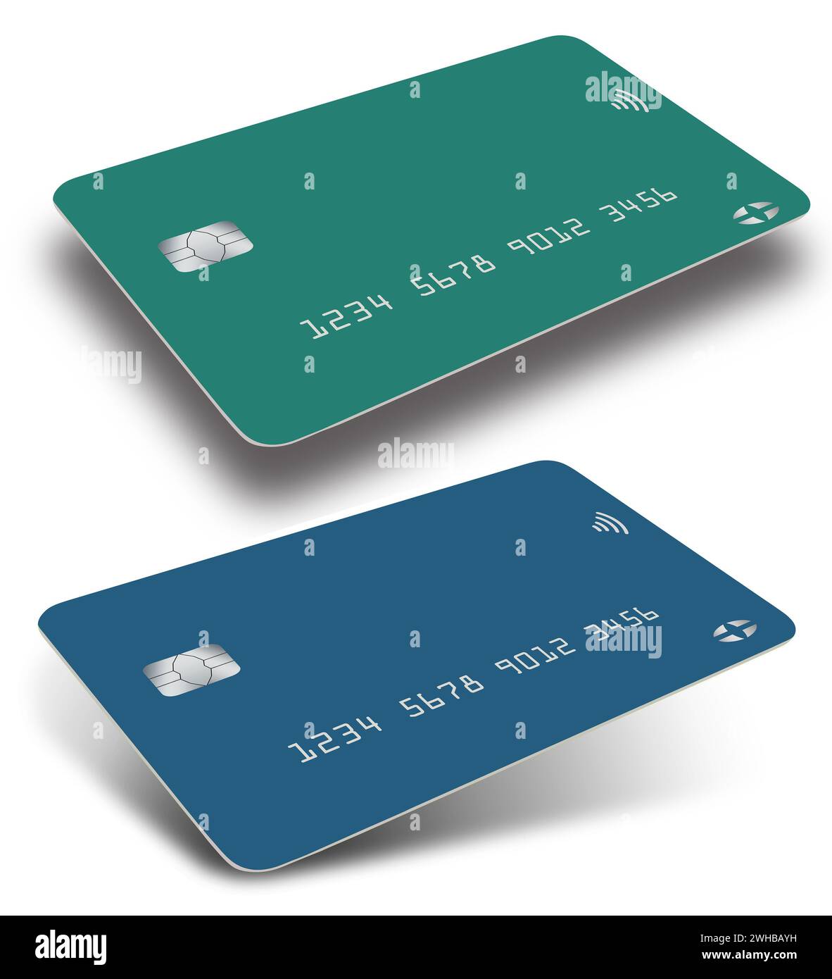 Here ARE contemporary business credit cardS isolated on a white ...