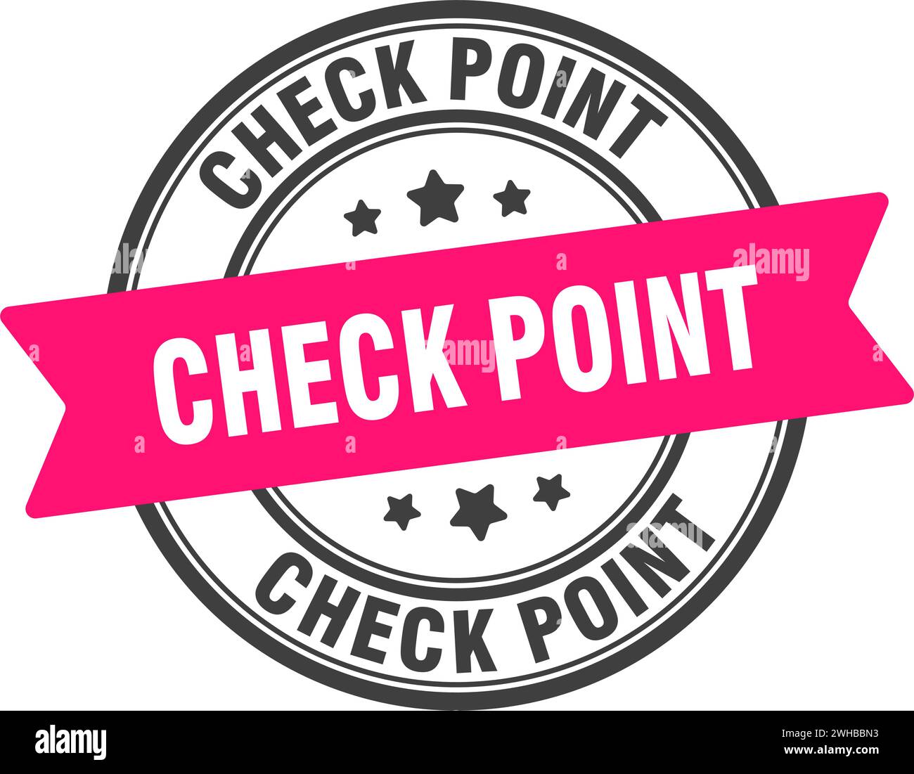 check point stamp. check point round sign. label on transparent ...