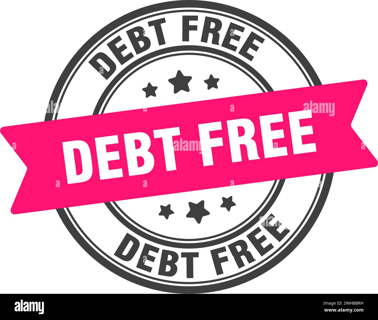 debt free stamp. debt free round sign. label on transparent background ...