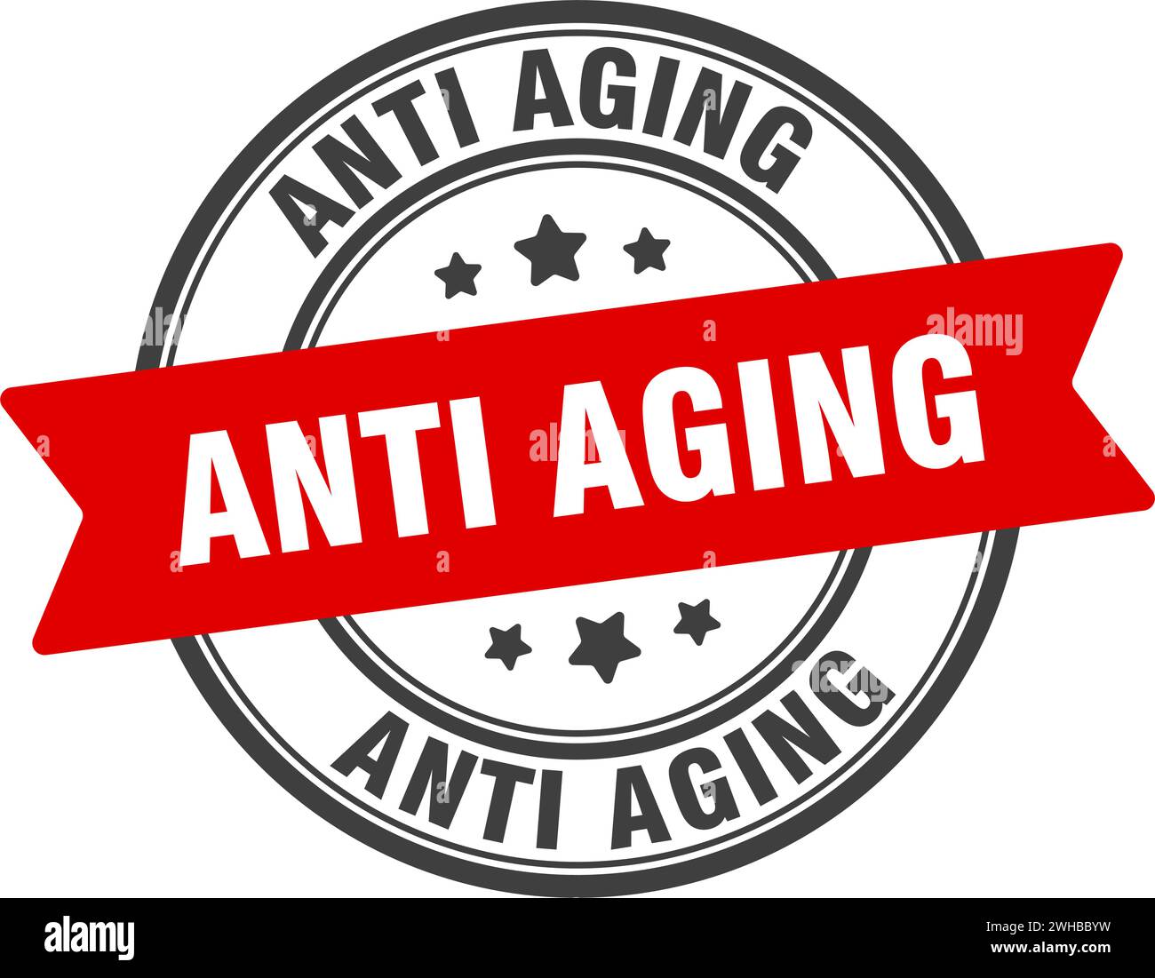 anti aging stamp. anti aging round sign. label on transparent ...