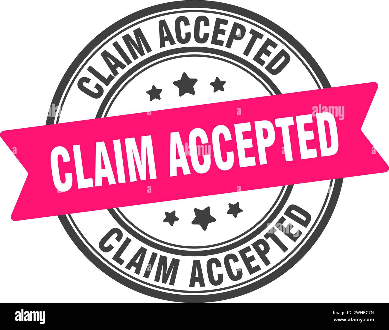 claim accepted stamp. claim accepted round sign. label on transparent ...