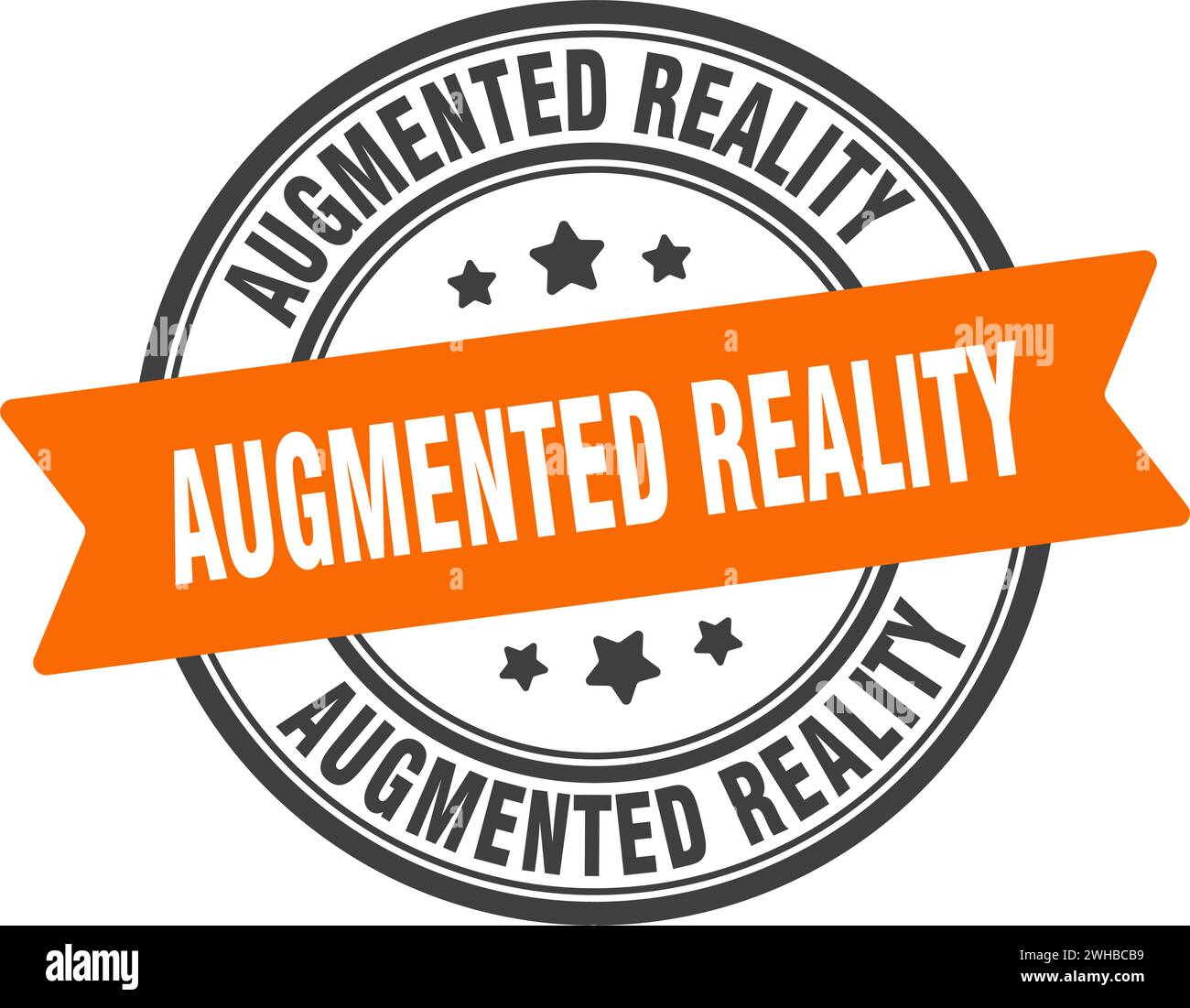 augmented reality stamp. augmented reality round sign. label on ...