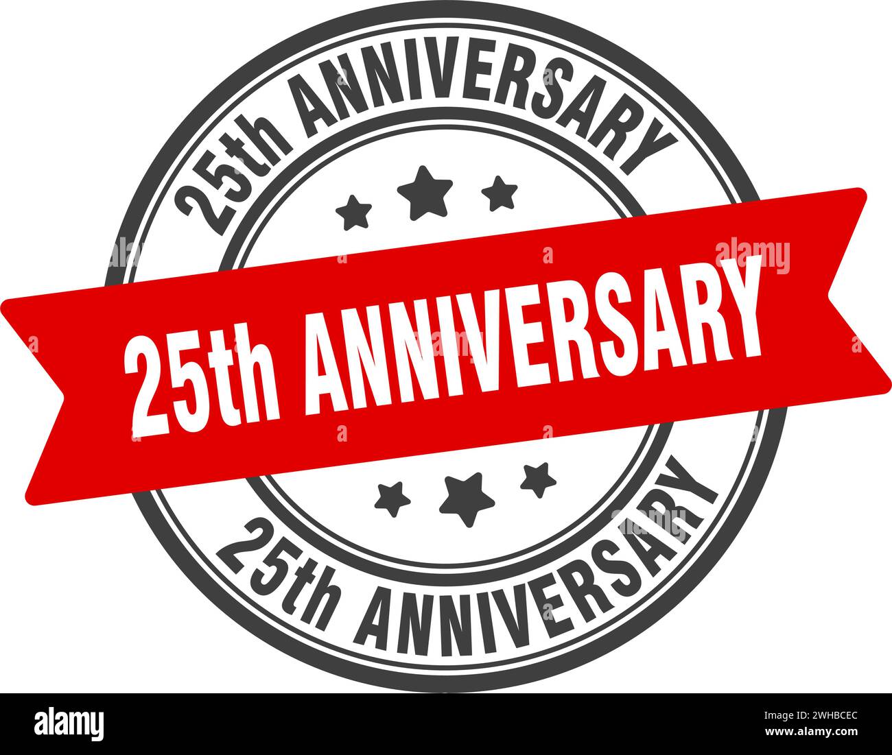 25th anniversary stamp. 25th anniversary round sign. label on ...