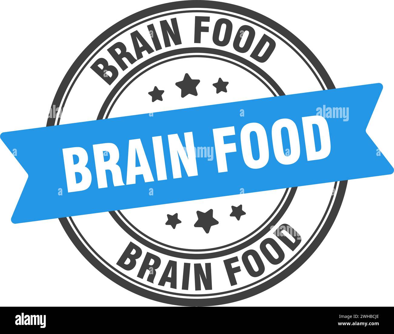 brain food stamp. brain food round sign. label on transparent ...