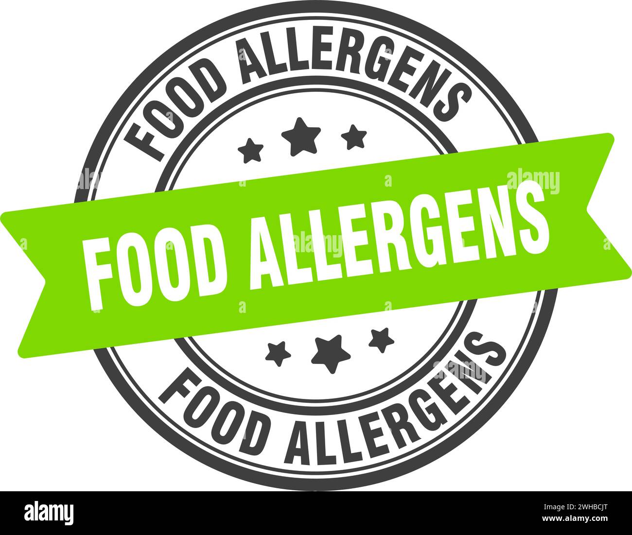 food allergens stamp. food allergens round sign. label on transparent ...