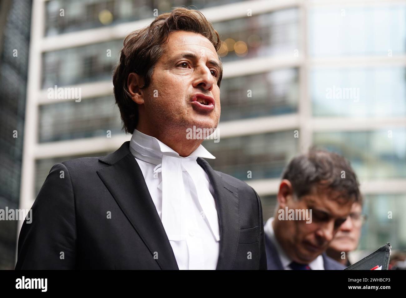 The Duke of Sussex's barrister, David Sherborne speaking to the media ...