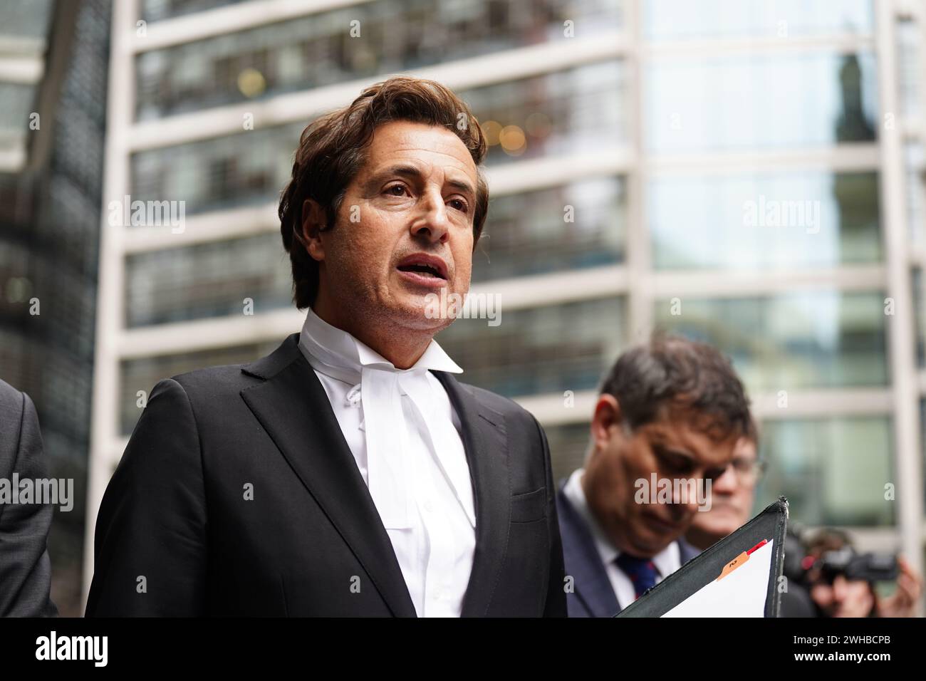 The Duke of Sussex's barrister, David Sherborne speaking to the media ...