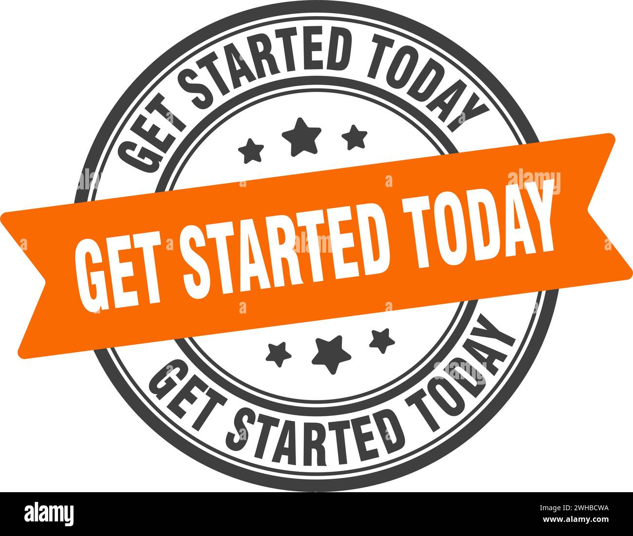 get started today stamp. get started today round sign. label on ...