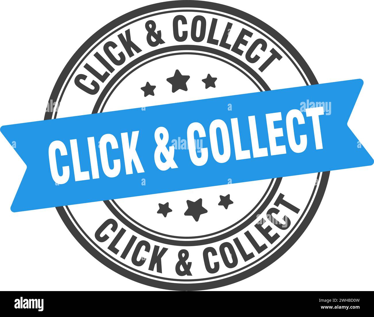 click & collect stamp. click & collect round sign. label on transparent ...