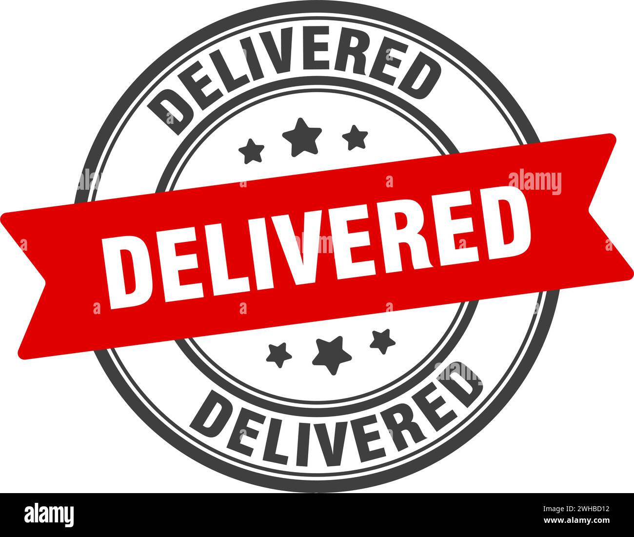 delivered stamp. delivered round sign. label on transparent background ...