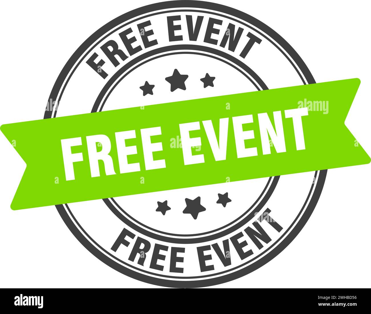 free event stamp. free event round sign. label on transparent ...